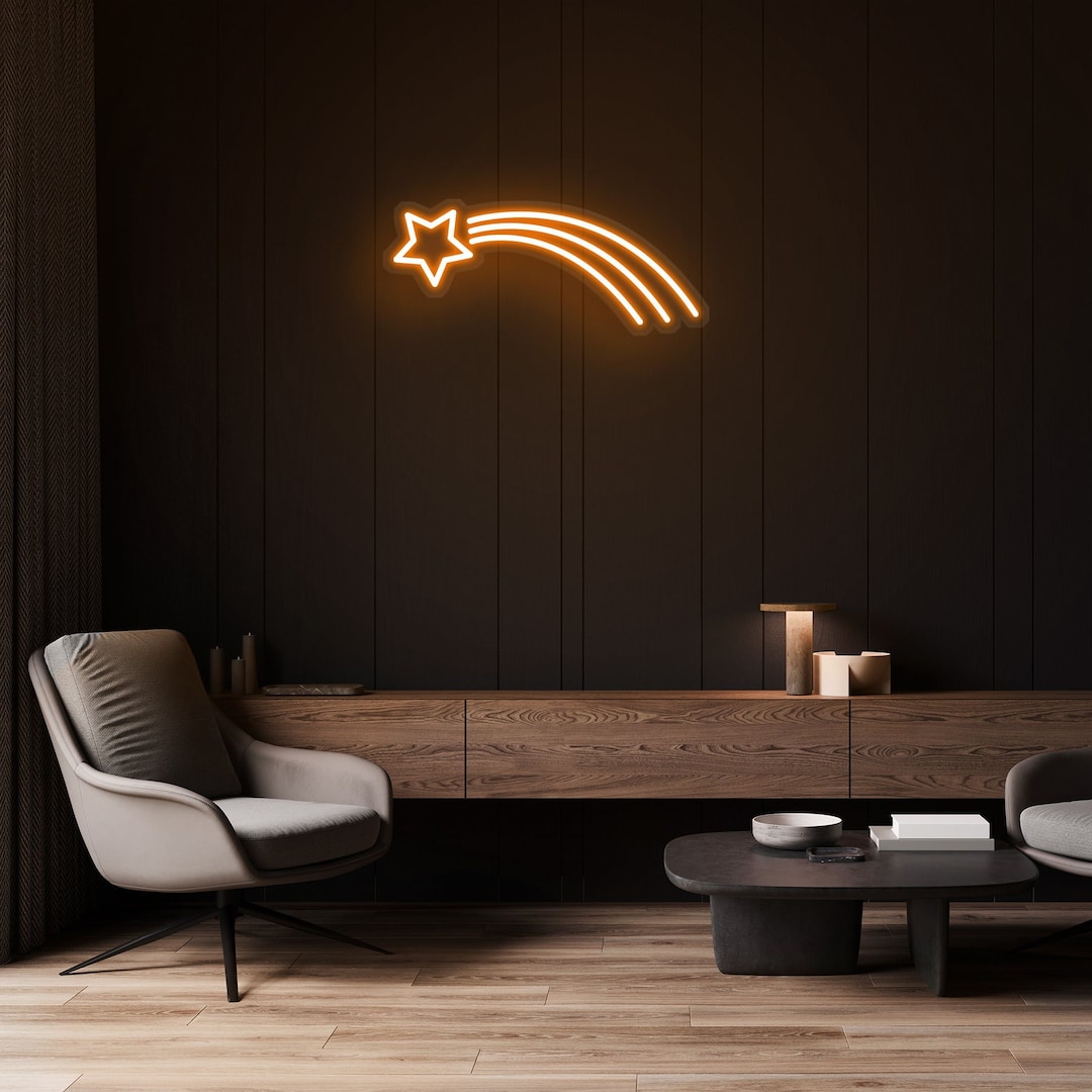 Shooting Star Neon Sign, Star LED Light, Custom Home Decor, Star Neon ...