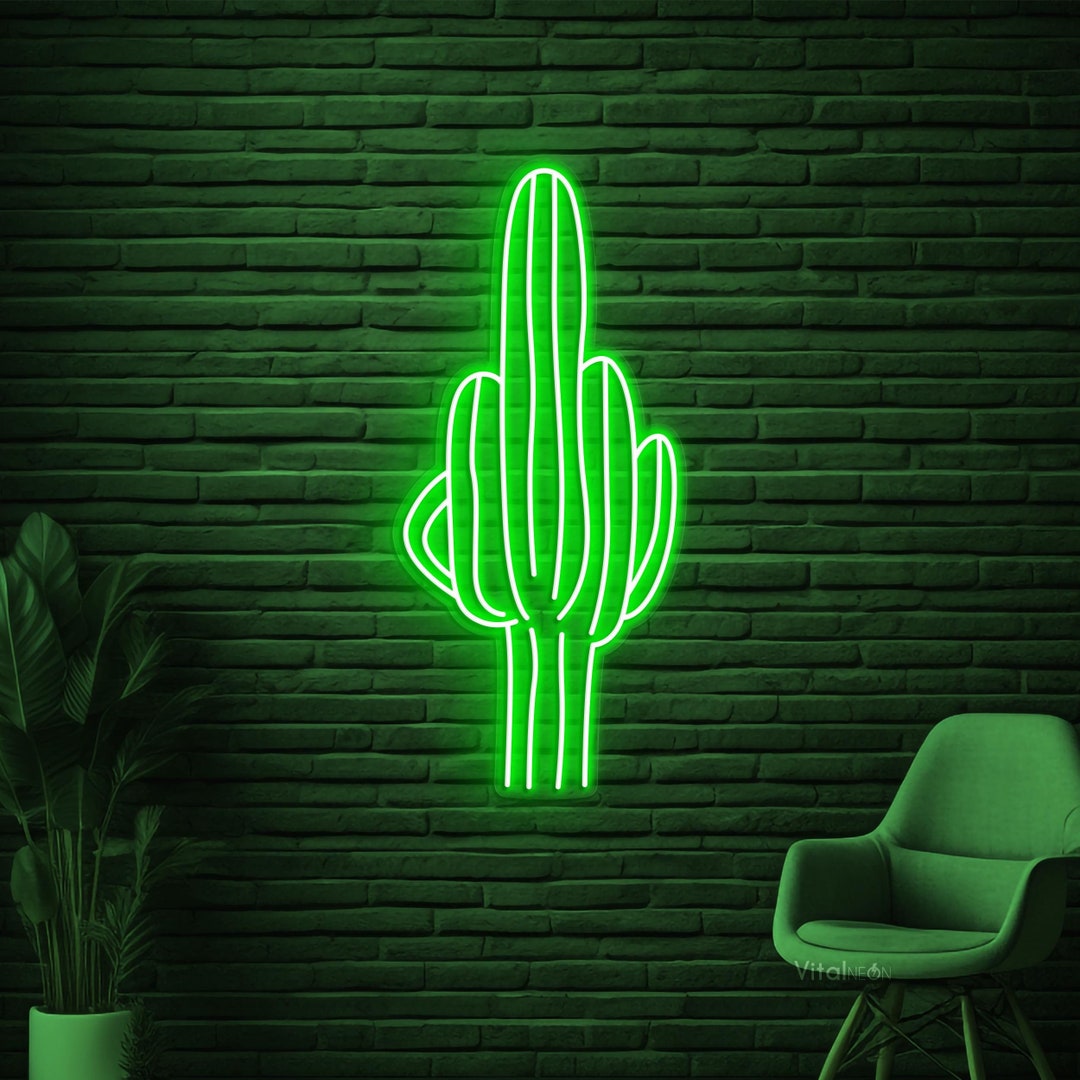Cactus Neon Sign, Cactus LED Sign, Prickly Wall Decor, Plant Wall Art ...