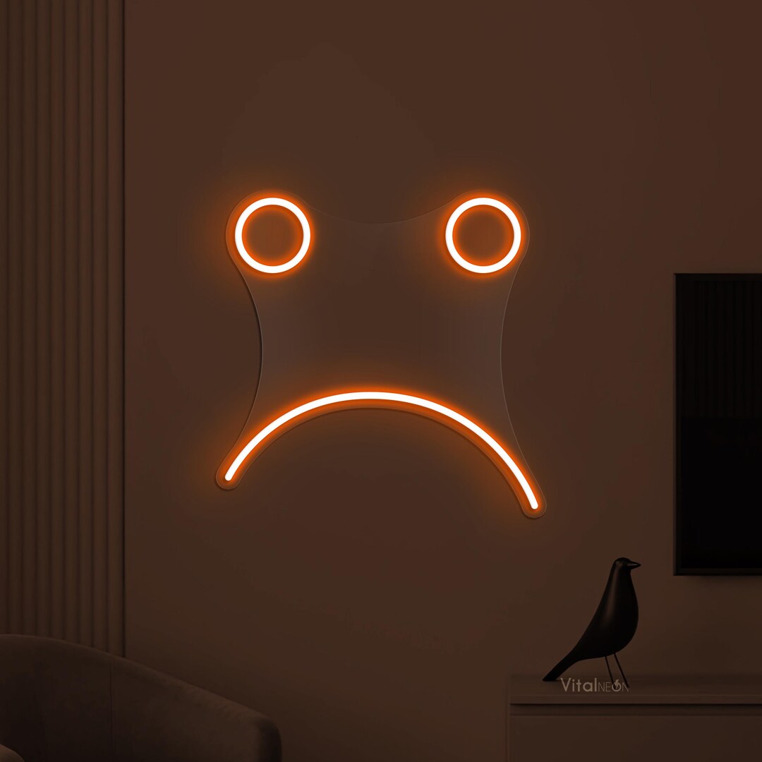 Sad Face Neon Sign, Sad Face LED Light, Sad Emoji Wall Decor, Kids Room ...