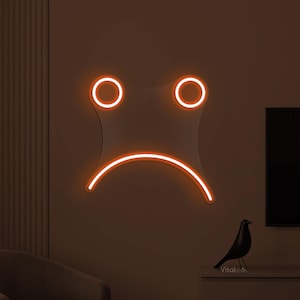 Sad Face LED Neon Sign, Emoji Wall Decor, Kids Room, Cafe Bar Light - Etsy