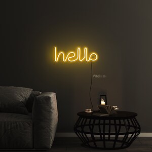 Hello Neon Sign, Hello Neon Light USB Night Light for Kids Room, Living ...