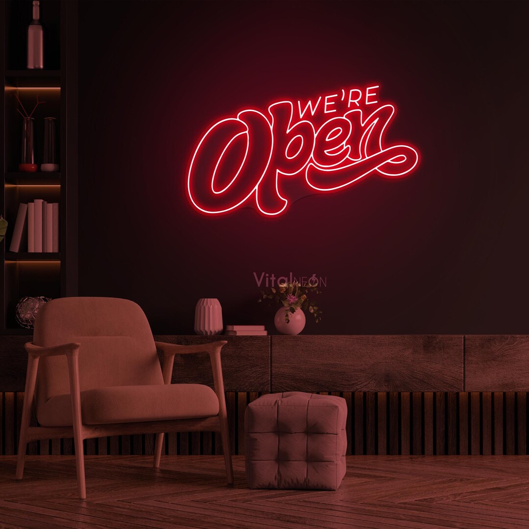 We're Open Neon Sign, We're Open LED Light, Open Sign for Business ...