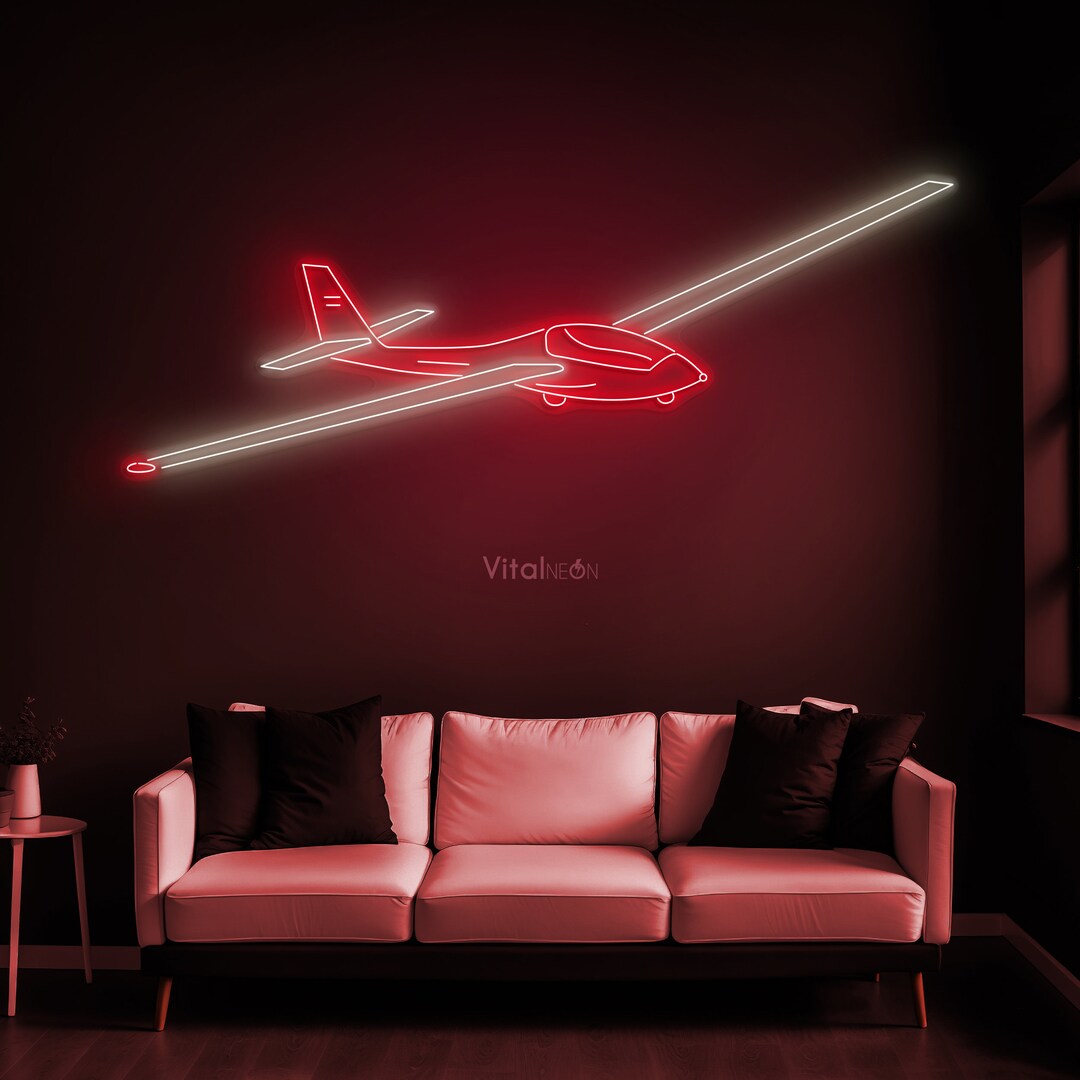 Glider Plane Neon Sign, Flying Glider Plane LED Light, Plane Neon Sign ...