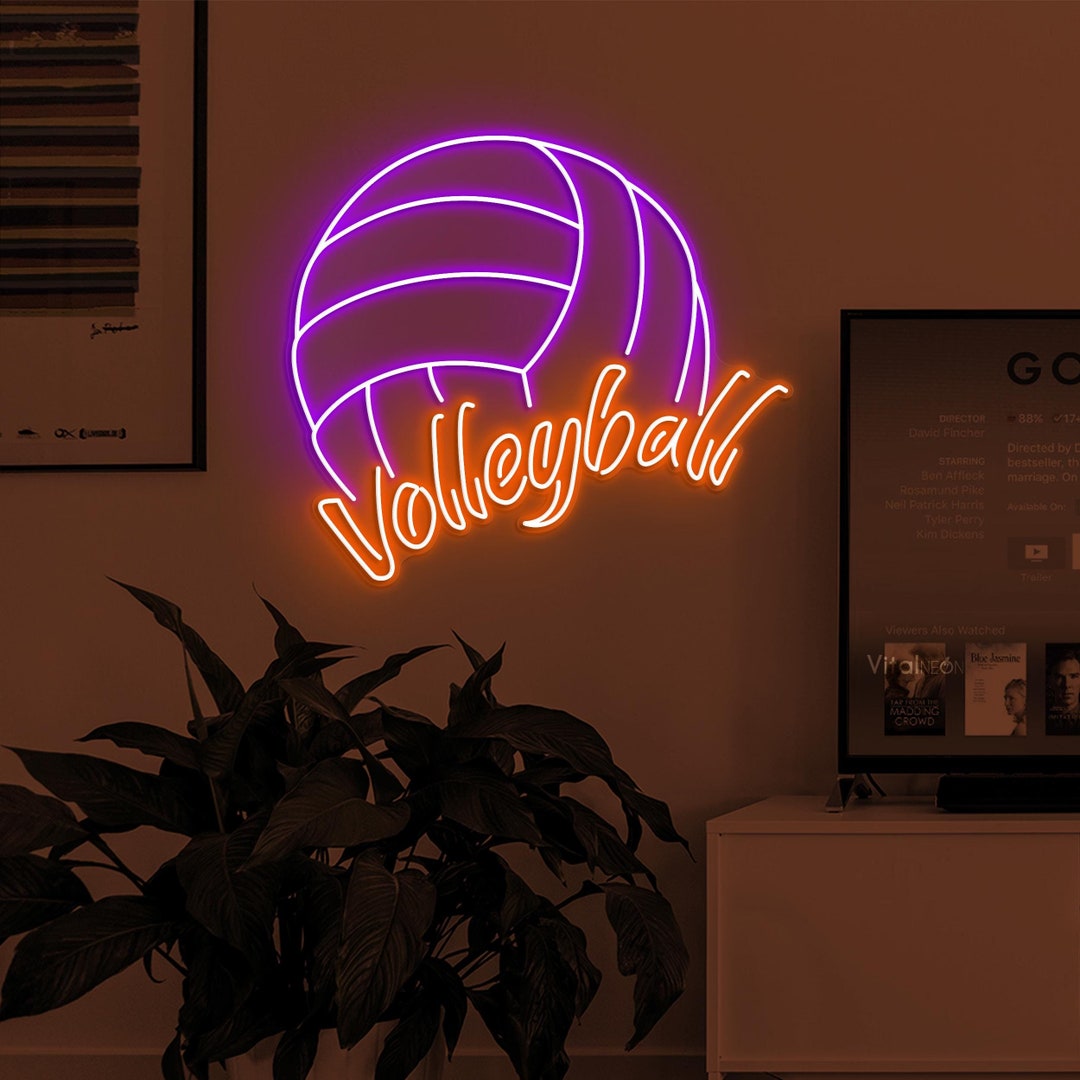 Volleyball Neon Sign, Volleyball With Emoji LED Light, Volleyball Wall ...