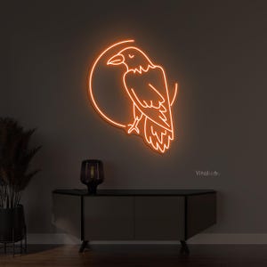 Raven Neon Sign, Raven LED Light, Crow Wall Decor, Birds Wall Art ...