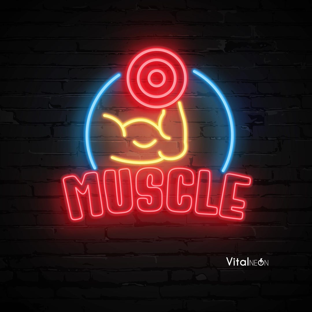 Muscle Neon Sign, Muscle LED Light, Body Building Led Neon Art, Gym ...