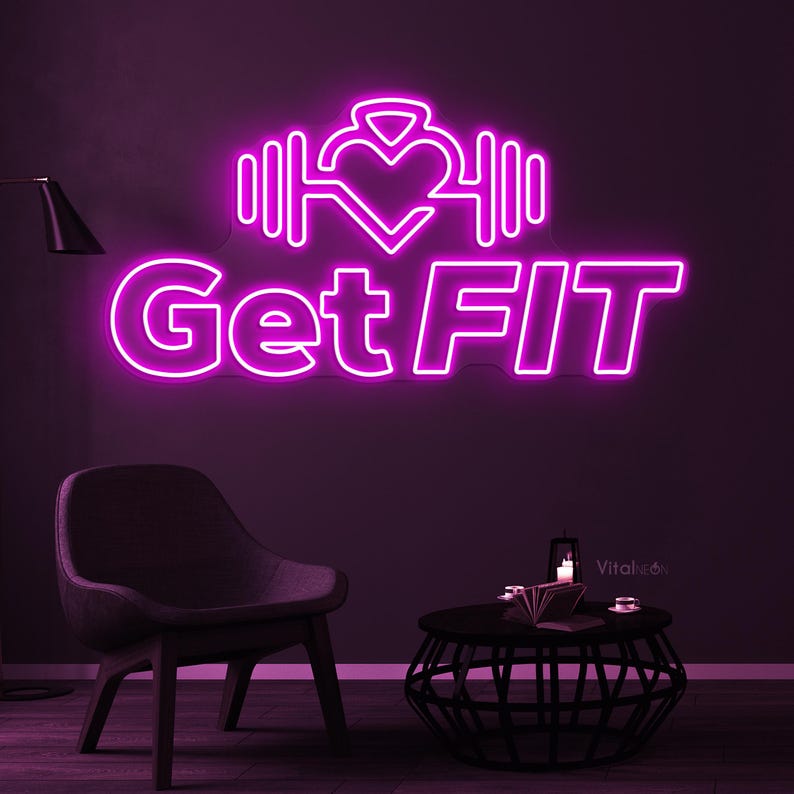 Get Fit LED Neon Sign, Gym Decor, Fitness Wall Art - Etsy