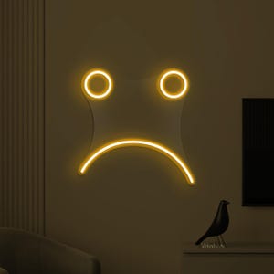 Sad Face LED Neon Sign, Emoji Wall Decor, Kids Room, Cafe Bar Light - Etsy