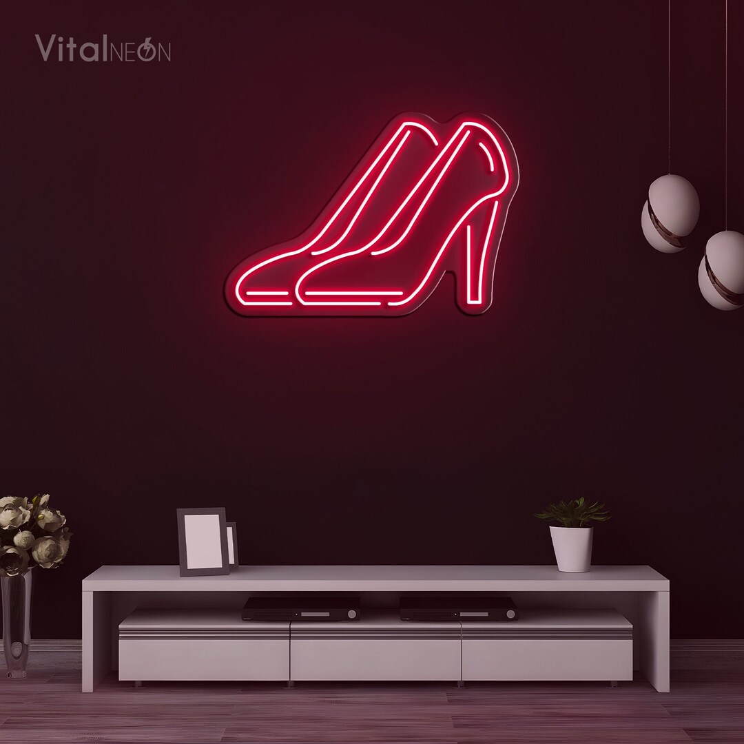 High Heel Neon Sign, LED Wall Decor for Fashionistas & Shoe Lovers ...