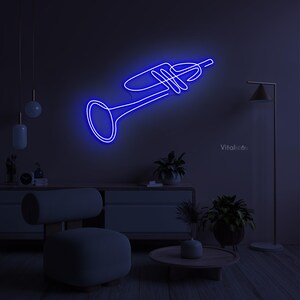 Trumpet Neon Sign, Trumpet LED Light, Jazz LED Neon Art, Music Wall ...