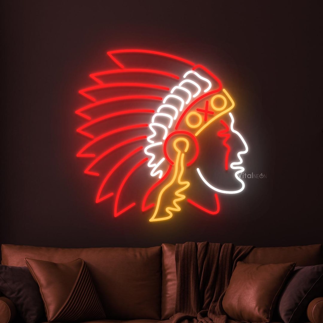 Native American Neon Sign, Native American Chief LED Light, American ...