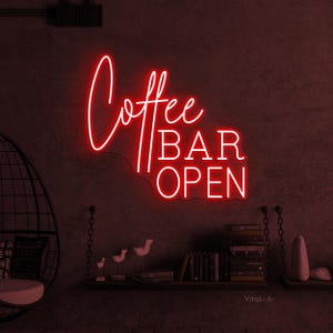 Coffee Bar Open Neon Sign, Coffee Bar Open LED Light, Coffee Shop Wall ...