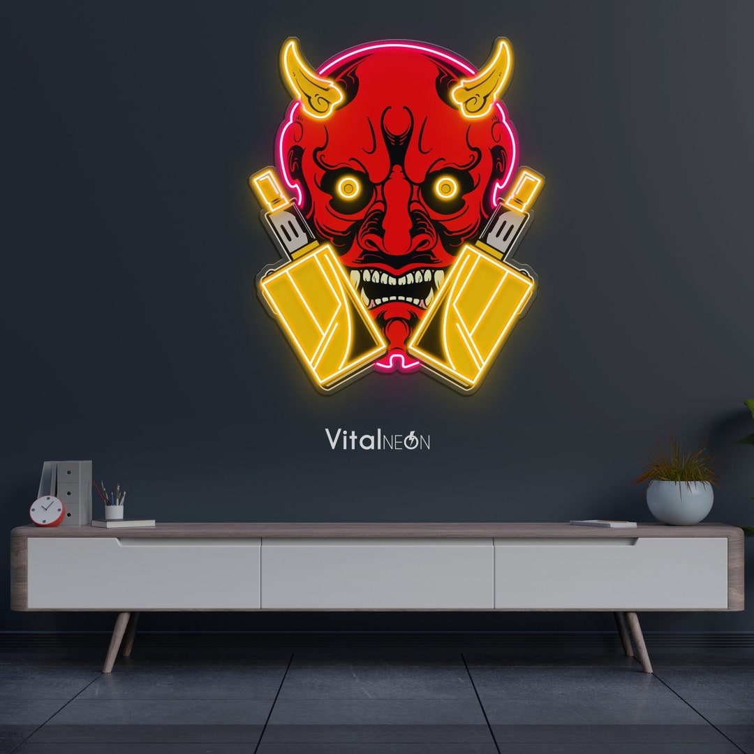 Demon Vape Logo LED Neon Light, Vape Pop Art Decor, Perfect for Smoke ...