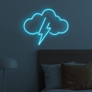 Cloud Neon Sign, Cloud & Thunder LED Light, Lightning Cloud Wall Art ...