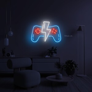 Thunderbolt Gamepad Neon Sign, Lightning Bolt Neon Sign, Game ...