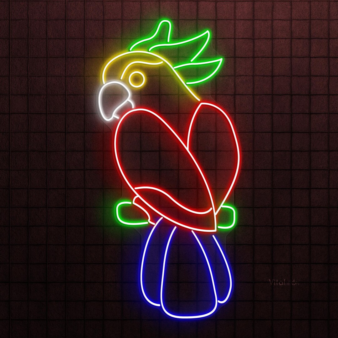 Macaw Parrot LED Neon Sign for Jungle Theme Wall Decor, Cafe, Birds ...