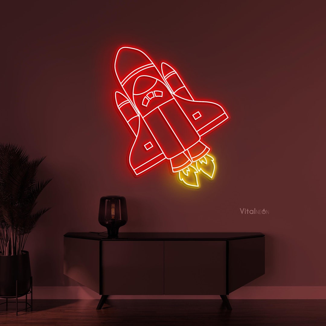 Rocket Neon Sign, Rocket LED Light, Space Ship Wall Decor, Home Wall ...