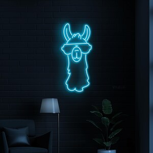 Llama With Sunglasses Neon Sign, Llama With Sunglasses LED Light, Cute ...