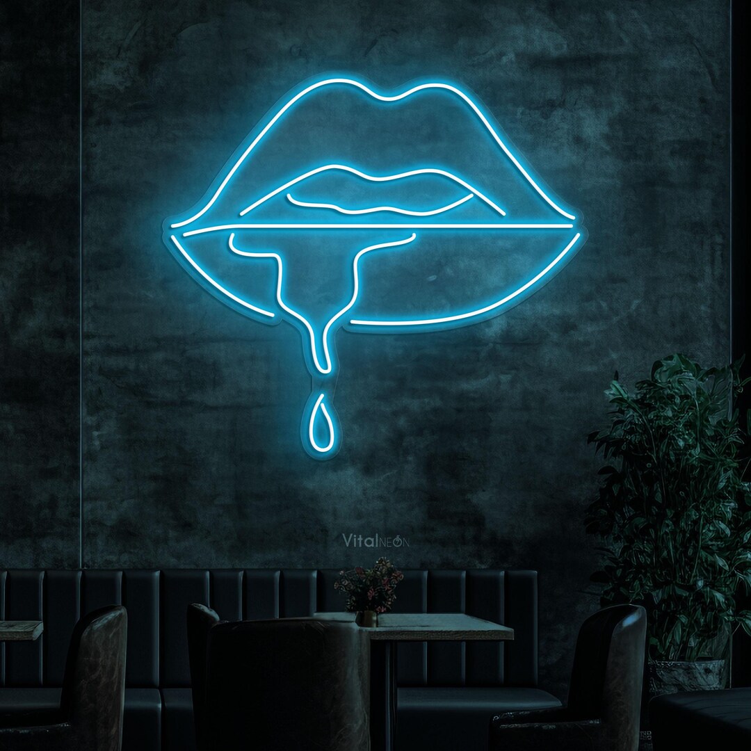 Lips Dripping Neon Sign, Lips Dripping Wall Decor, Lips LED Pop Art ...