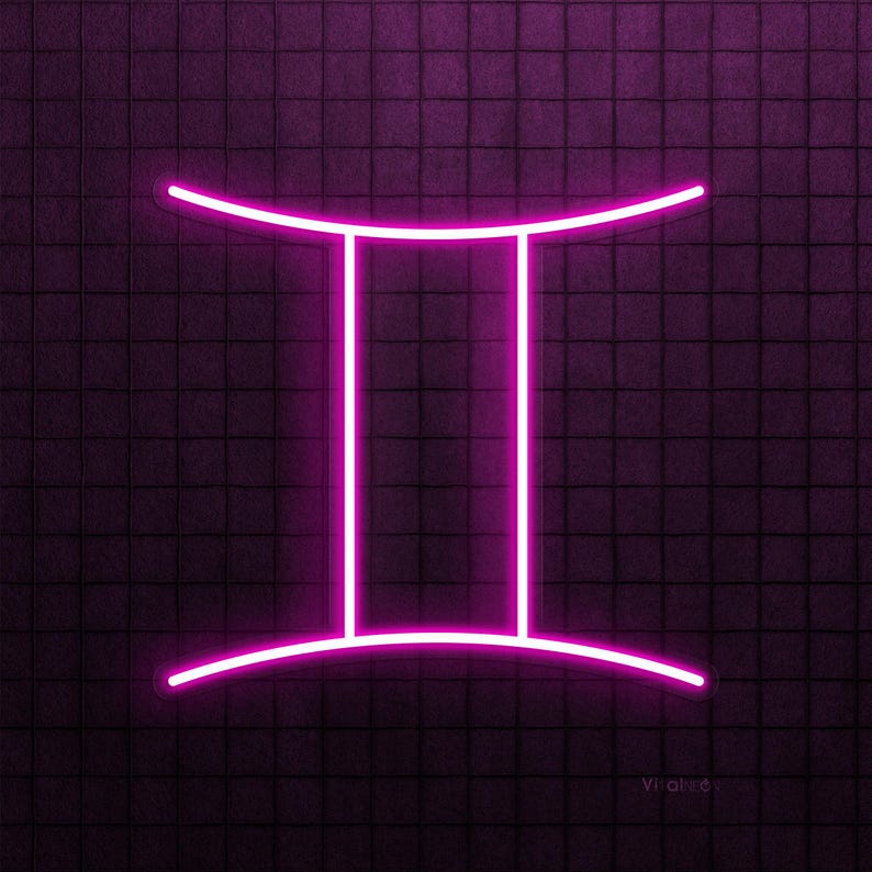 Gemini Neon Sign Dimmable LED Light Zodiac Wall Art Studio or Home ...