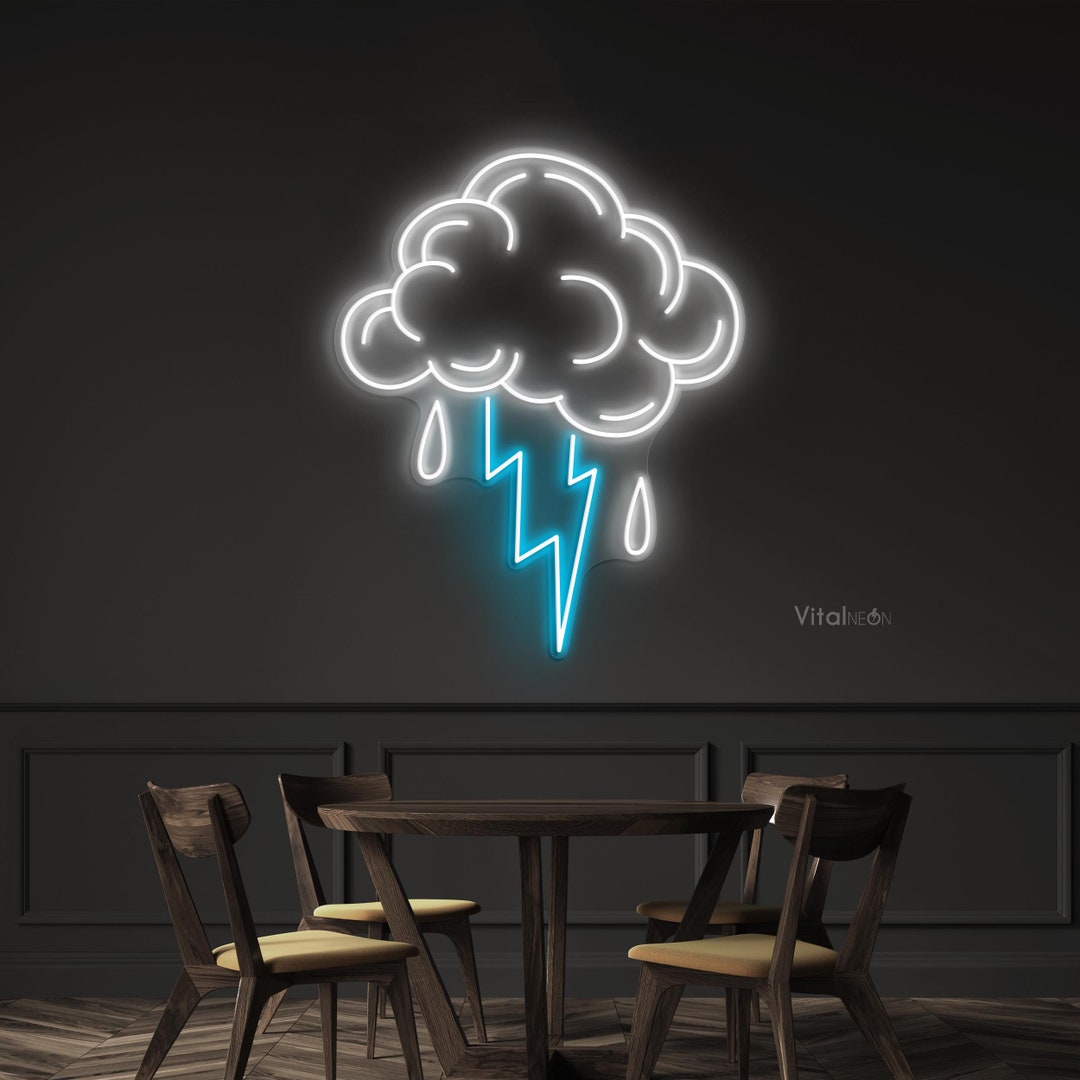 Cloud and Lightning Bolt Neon Sign, Cloud and Lightning Bolt LED Light ...