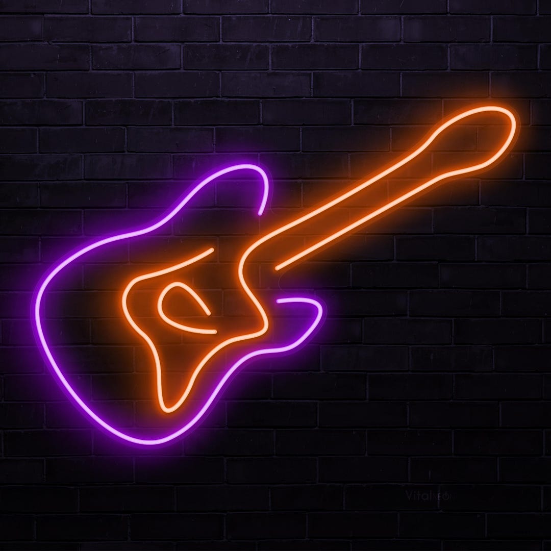 Guitar Neon Sign LED Light Wall Decor Music Room Studio Electric Art ...