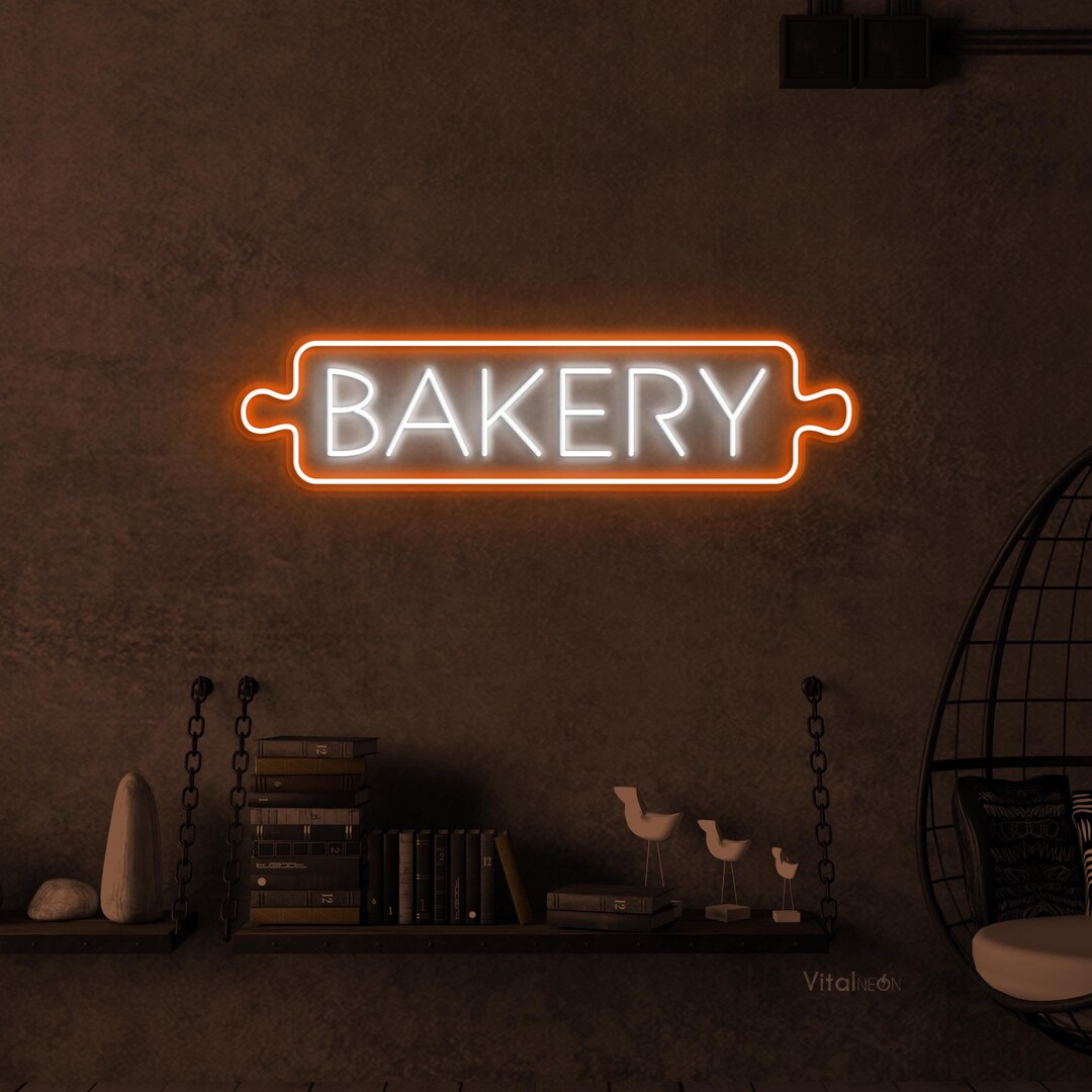 Bakery Neon Sign, Bakery LED Light, Bakery Logo Wall Art, Cafe Wall ...