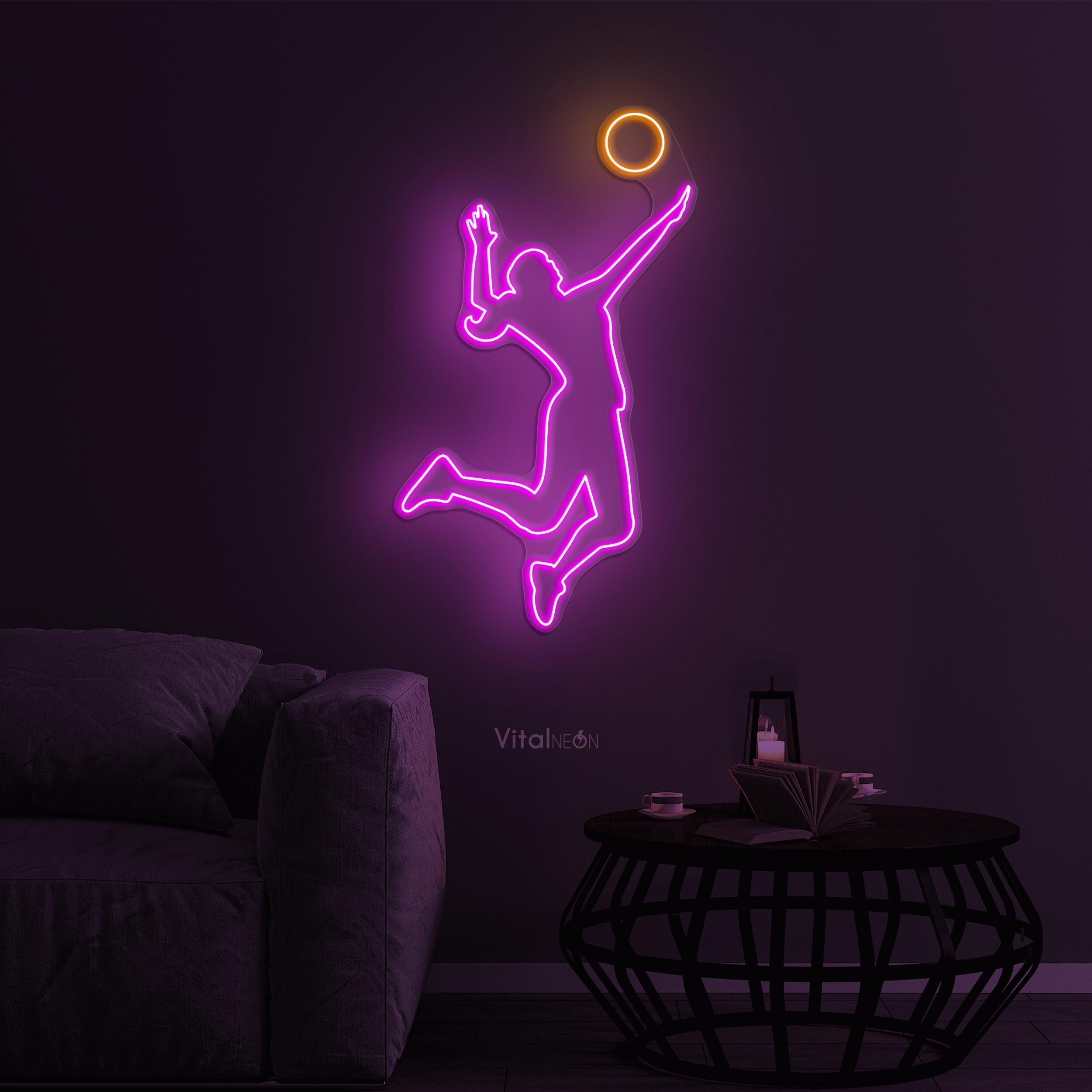 Volleyball Player LED Neon Sign, Sports Decor - Etsy