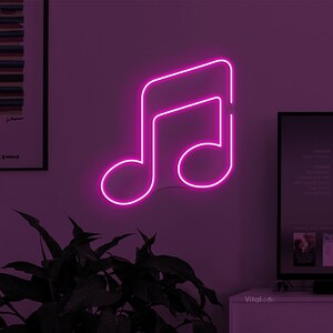 Music Note Neon Sign, Music Note LED Light, Musical Symbol Wall Art ...