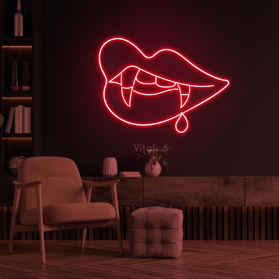 Vampire Lips Neon Sign, Vampire Lips LED Light, Vampire Teeth LED Neon ...