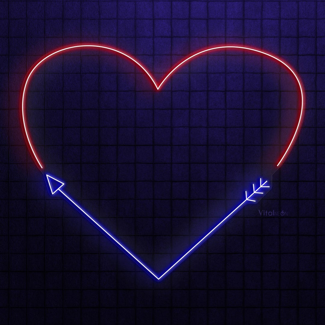 Heart Cupid Arrow Neon Sign LED Light Wedding Wall Art Valentine Day ...