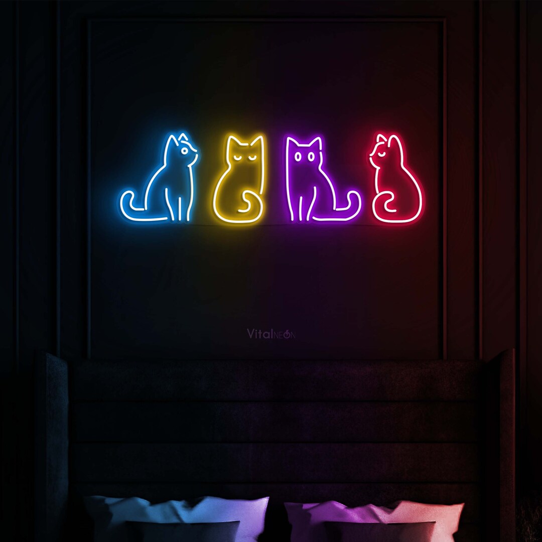 Kitty Neon Sign, Cat LED Light, Animal Lover, Cat Wall Hanging, Cat ...