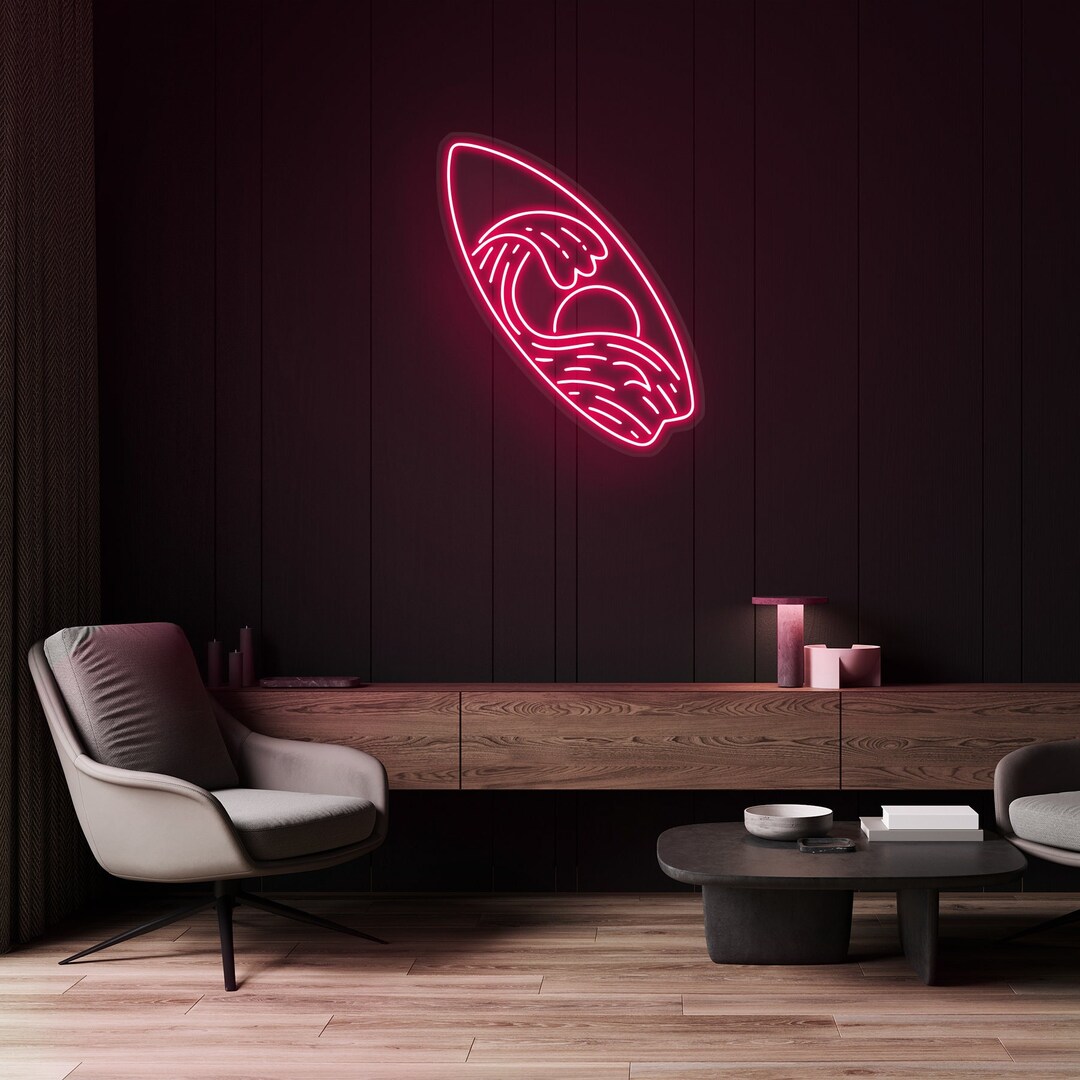 Surfboard Neon Sign, Beach Vibes Decor, Surfboard LED Light for Surfers ...