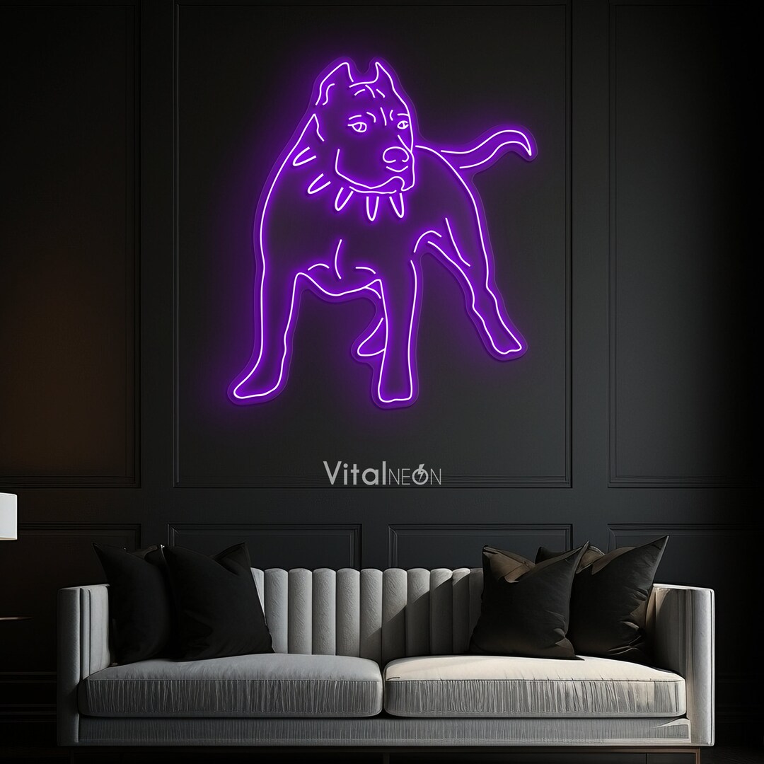 Pitbull Neon Light, American Pitbull Terrier Led Neon Sign, Bulldog ...