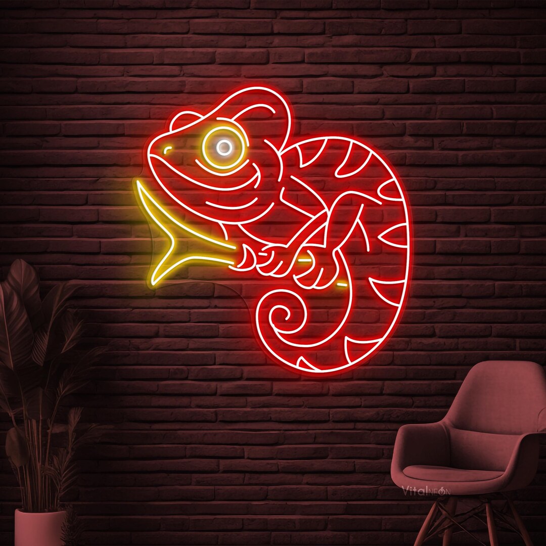 Reptile Neon Sign, Reptile LED Sign, Chameleon Wall Decor, Custom Neon ...