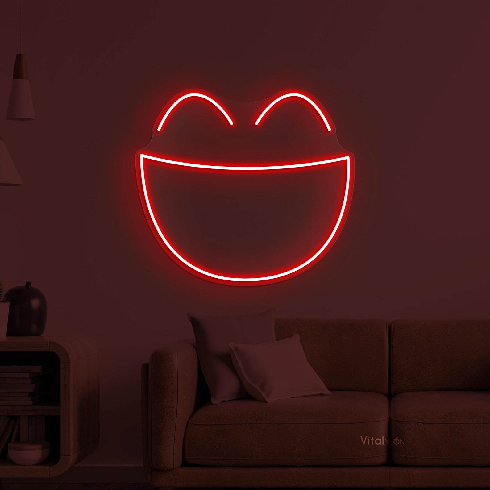 Smiley Face Neon Sign, Laughing Face LED Light, Laughing Emoji Wall ...