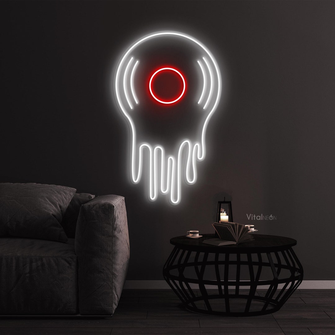 Dripping Record Disc Neon Sign, Dripping Record Disc LED Light, Melting ...