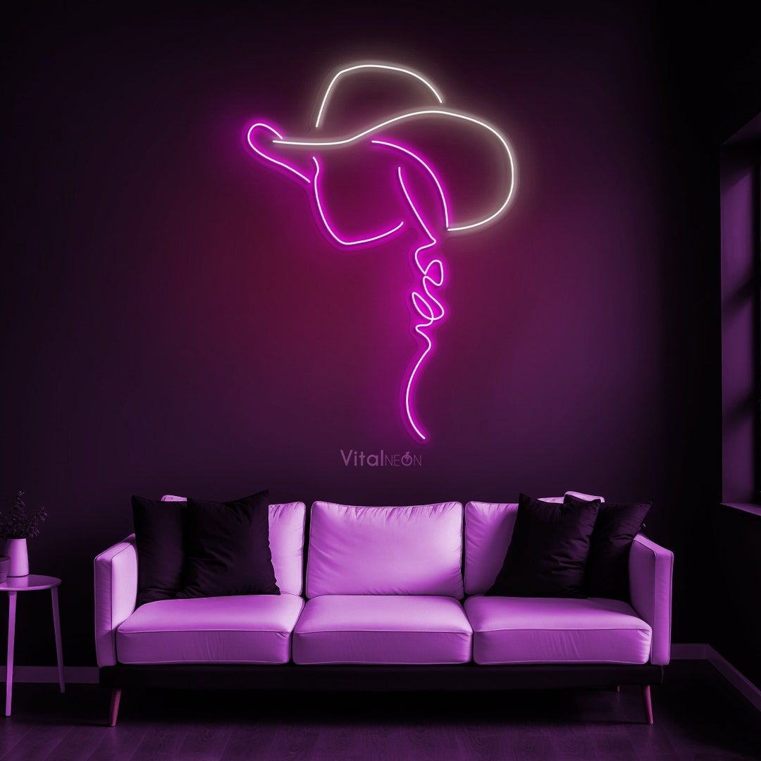 Cowgirl Hat Neon Sign, Western Girl Wall Decor, Bar Neon Sign, LED Sign ...