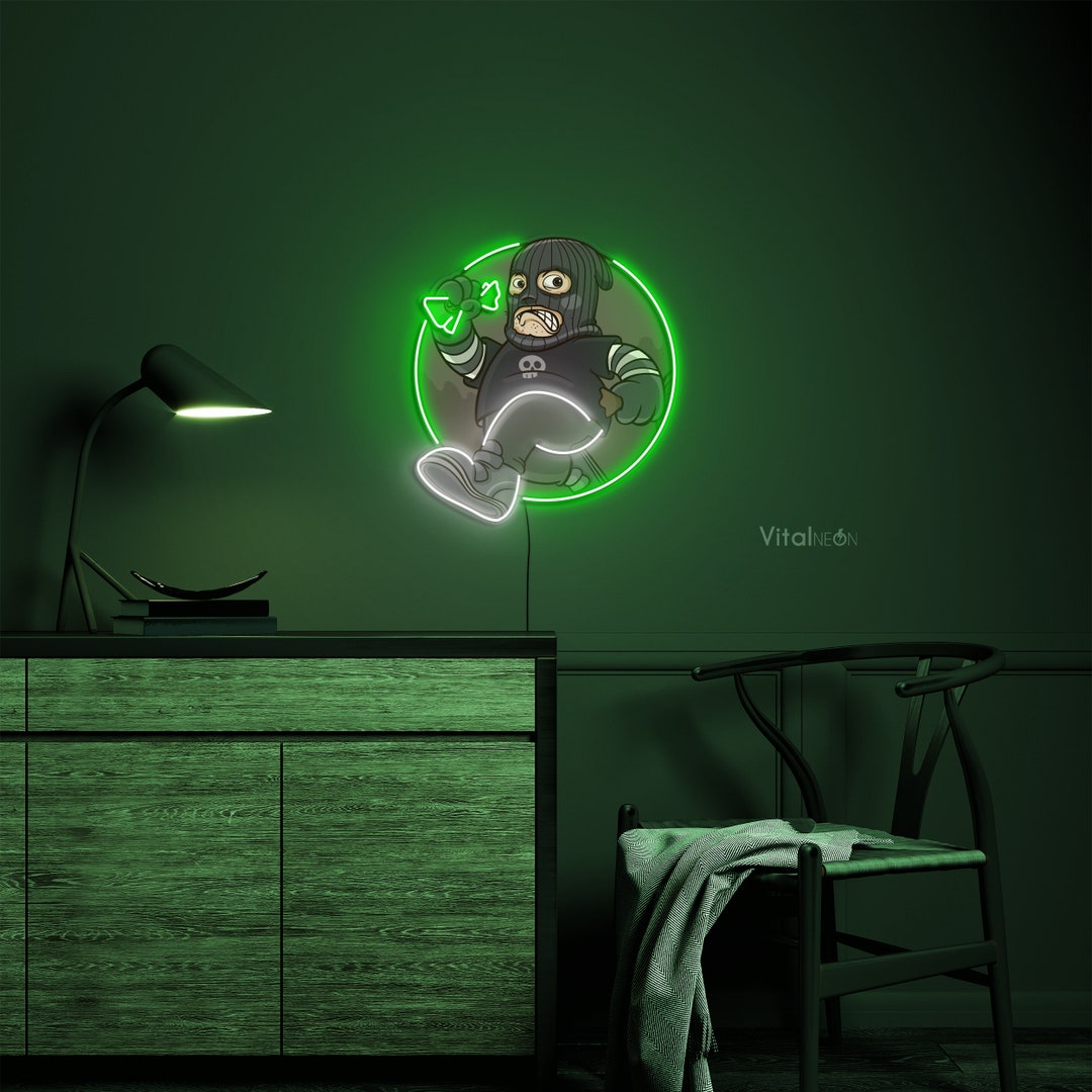Man in Mask Neon Sign, Mask Neon Pop Art Sign, Robber Mask LED Light ...