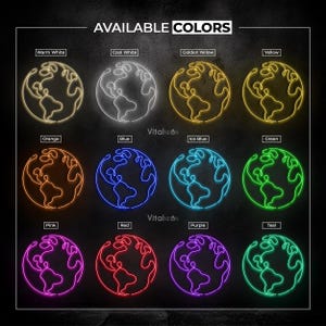 World Map Neon Sign, World Map LED Light, Earth Globe LED Neon Art ...