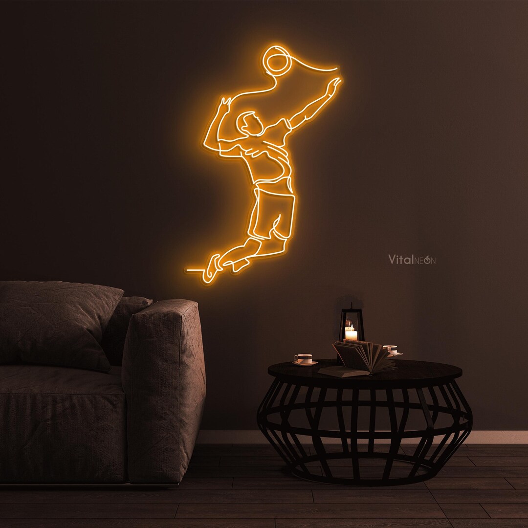 Jumping Player Neon Sign, Jumping Player LED Light, Sports Man LED Neon ...