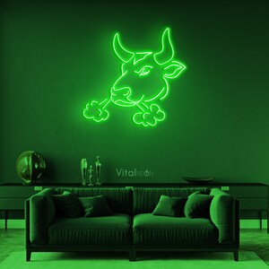 Bull Neon Sign, Bull Head Light Sign, Longhorn Bull Light, LED Bull ...