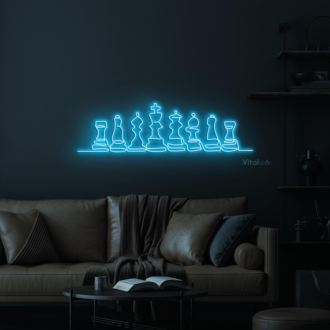 Chessboard Neon Sign, Chessboard LED Light, Checkmate LED Neon Art ...