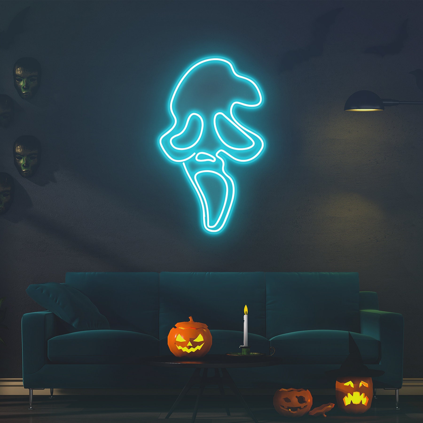 Scream Ghost LED Neon Sign, Halloween Neon Style LED Light, Eerie Glow ...