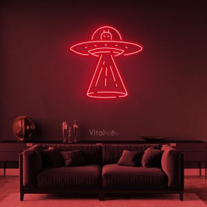 UFO Neon Sign, Alien Spaceship Light, UFO Wall Art, Space-themed Decor ...