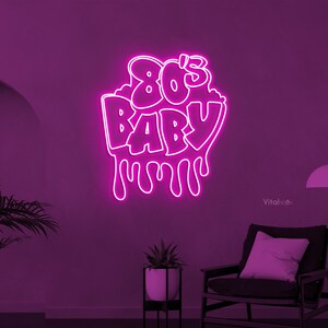 80s Baby Neon Sign, 80s Baby LED Light, Retro LED Neon Art, Home Wall ...