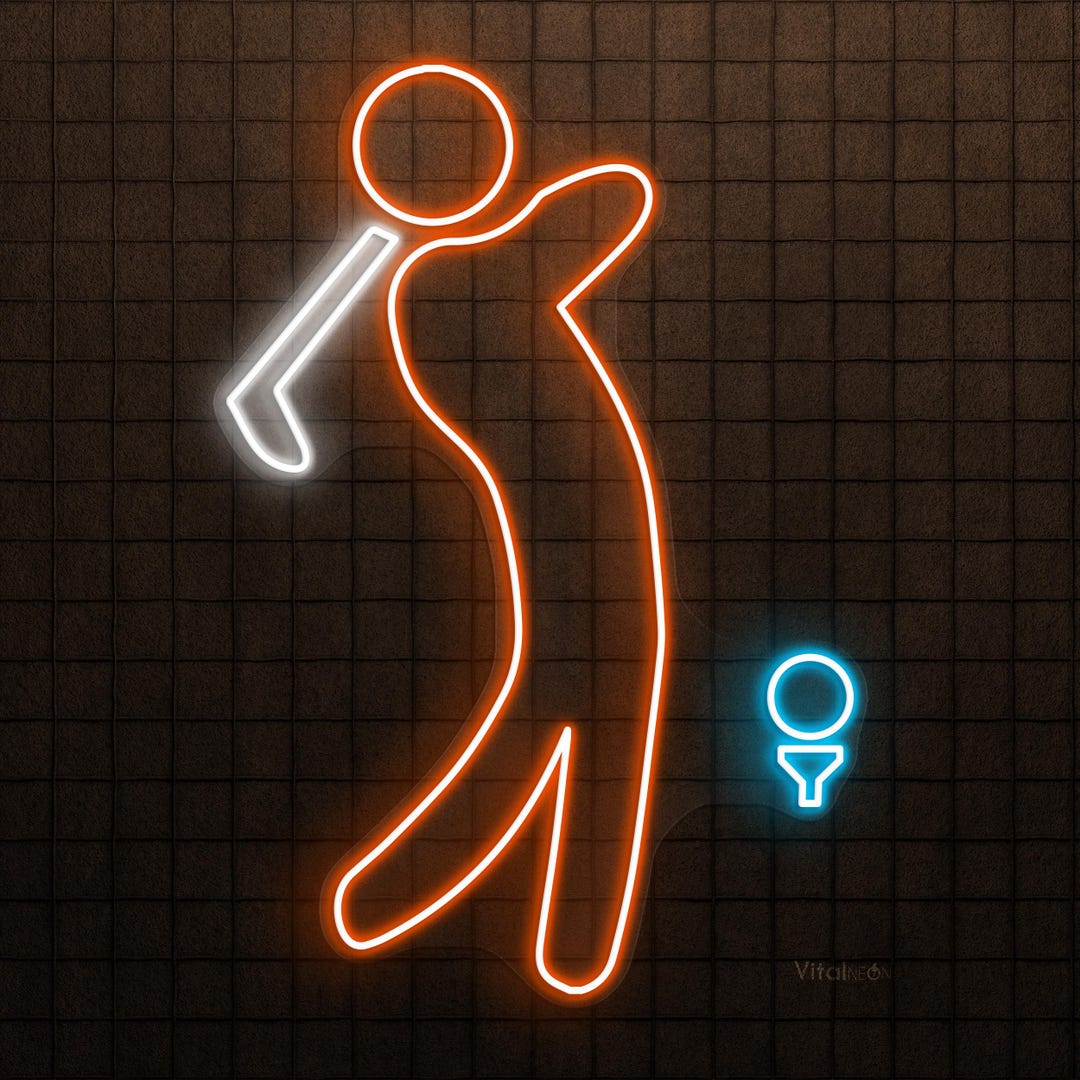 Golf Player Neon Sign, Golf Player LED Light, Golf Club Wall Decor ...