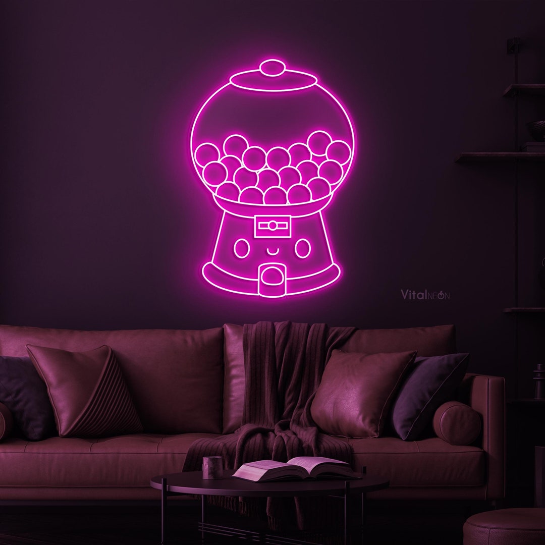 Gumball Machine Neon Sign, Gumball Machine LED Light, Gumball Machine ...