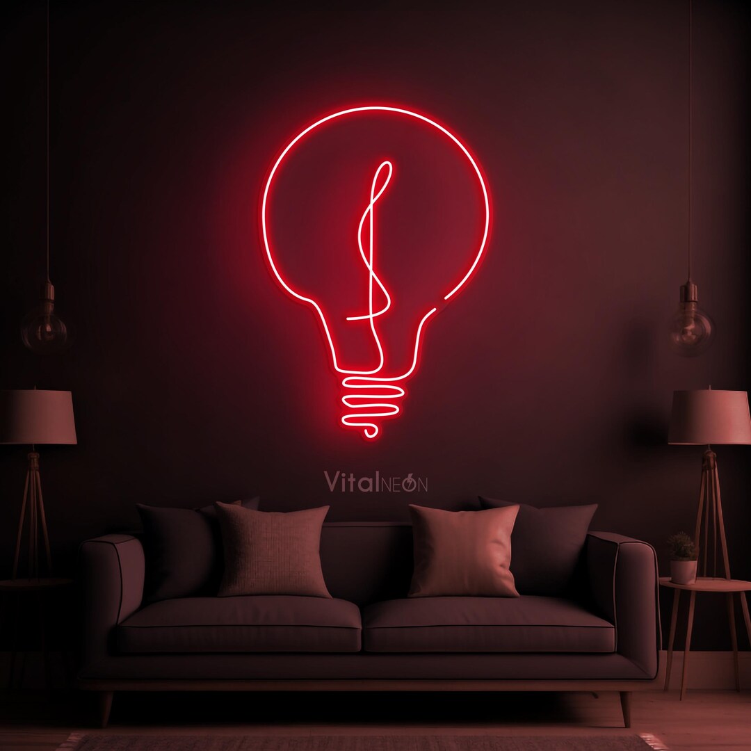 Bulb Neon Sign, Light Bulb LED Light, Light Bulb LED Noen Art, Home ...