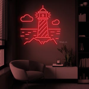 Lighthouse Neon Sign, Lighthouse LED Light, Lighthouse Wall Art ...